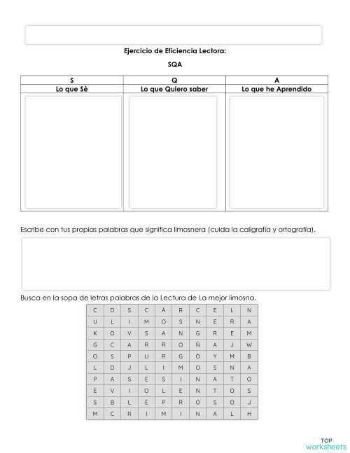 Ejercicio Lectura SQA. Ficha interactiva | TopWorksheets