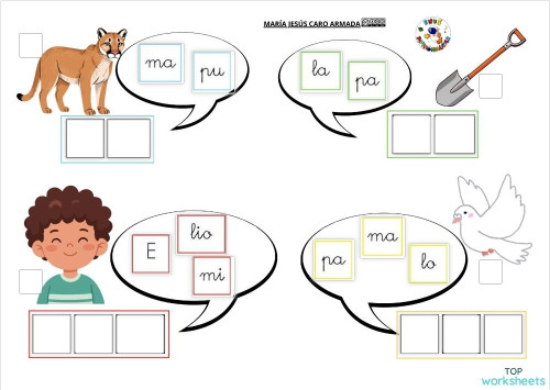 ORDENAR LAS SÍLABAS Y FORMA PALABRAS. Ficha interactiva | TopWorksheets