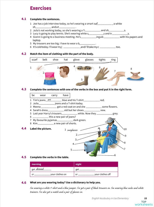 Parts of the body and Clothes_Exercise. Interactive worksheet | TopWorksheets