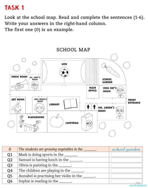 SCHOOL MAP. Interactive worksheet | TopWorksheets