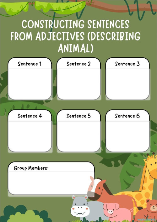 Constructing Sentences (Animal Adjectives). Interactive worksheet ...