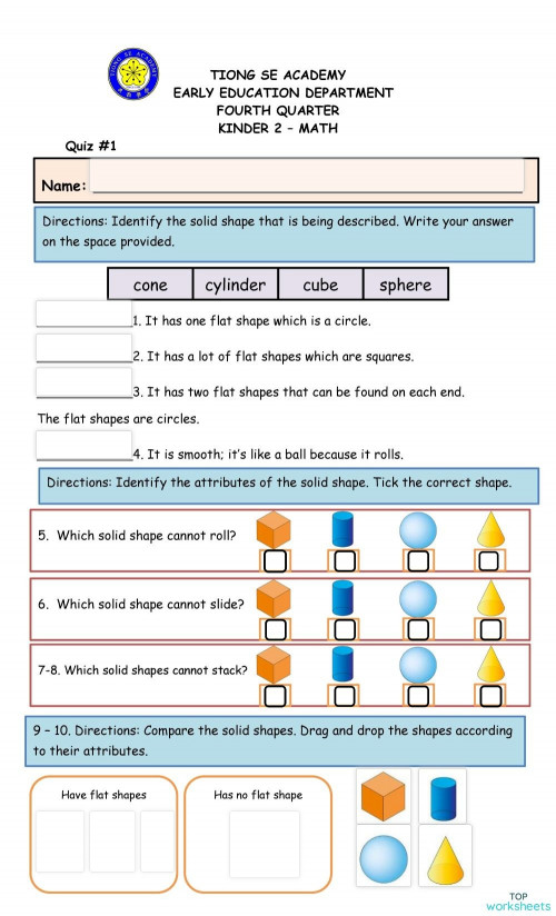 SOLID SHAPES. Interactive worksheet | TopWorksheets