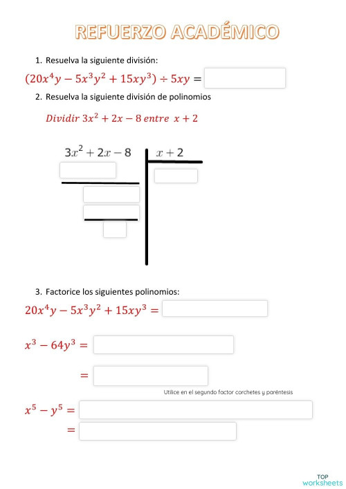 REFUERZO FACTOREO. Ficha interactiva | TopWorksheets