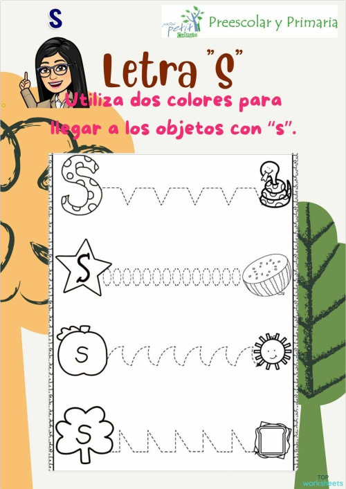 Letra S s: fichas interactivas y ejercicios online | TopWorksheets