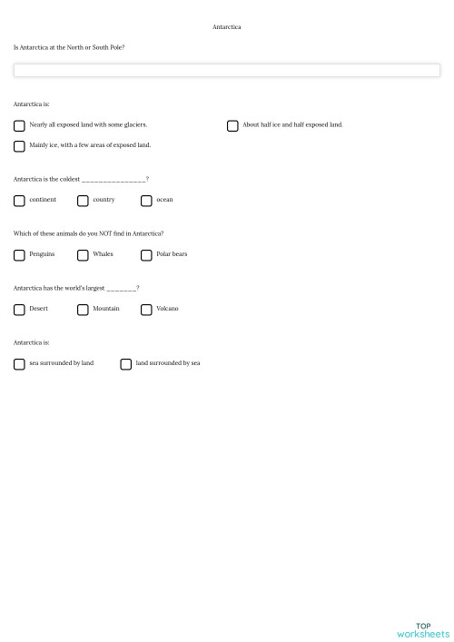 Antarctica. Interactive worksheet | TopWorksheets