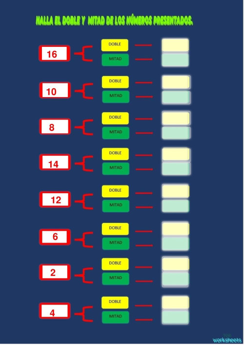 DOBLE Y MITAD UNO. Ficha interactiva | TopWorksheets
