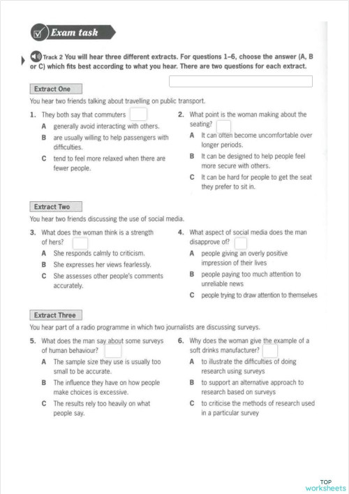 C1 Unit 2 Exam Tasks 2. Interactive worksheet | TopWorksheets