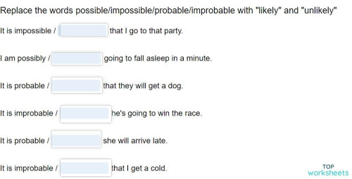 likely/unlikely. Interactive worksheet | TopWorksheets