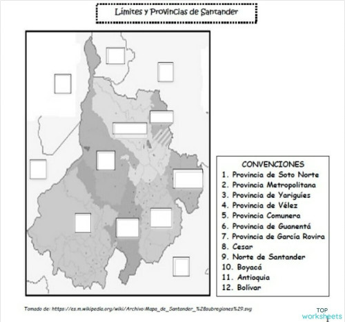 Límites y provincia de Santander. Ficha interactiva | TopWorksheets