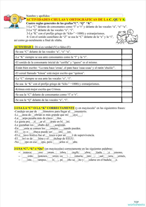 Ortografía unidad 01. Ficha interactiva | TopWorksheets