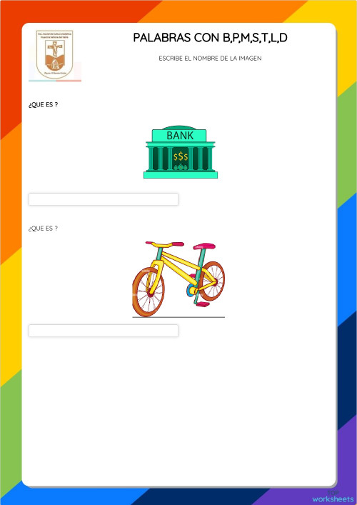 PALABRAS CON B,P,M,S,T,L,D. Ficha interactiva | TopWorksheets