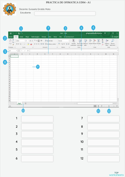 ENTORNO DE EXCEL. Ficha interactiva | TopWorksheets