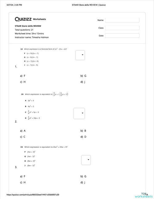 STAAR Store Skills Review 1. Interactive worksheet | TopWorksheets