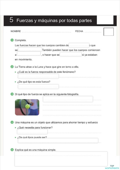 Las fuerzas. Ficha interactiva | TopWorksheets