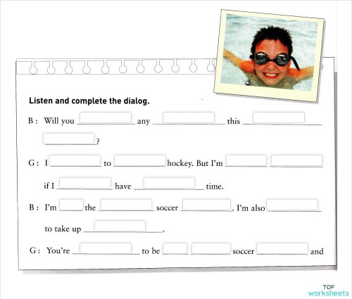 After School Activities Dictation Interactive Worksheet Topworksheets