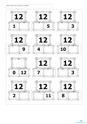 number bond 12 & logical relationship. Interactive worksheet ...
