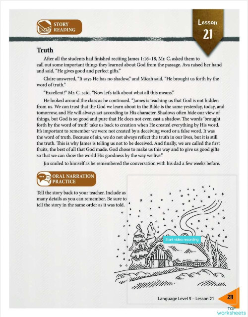 Lesson 21: Pg 211 Story Reading. Interactive worksheet | TopWorksheets