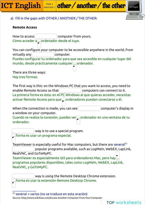 Other / another: interactive worksheets and online exercises ...