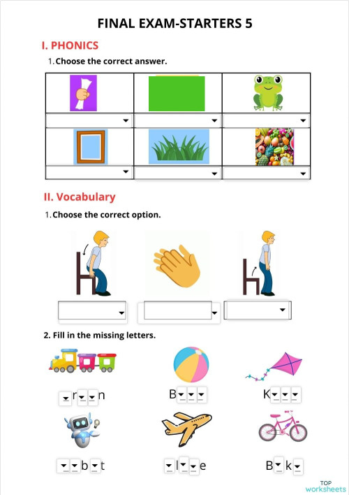 FINAL EXAM STARTERS 5. Interactive worksheet | TopWorksheets