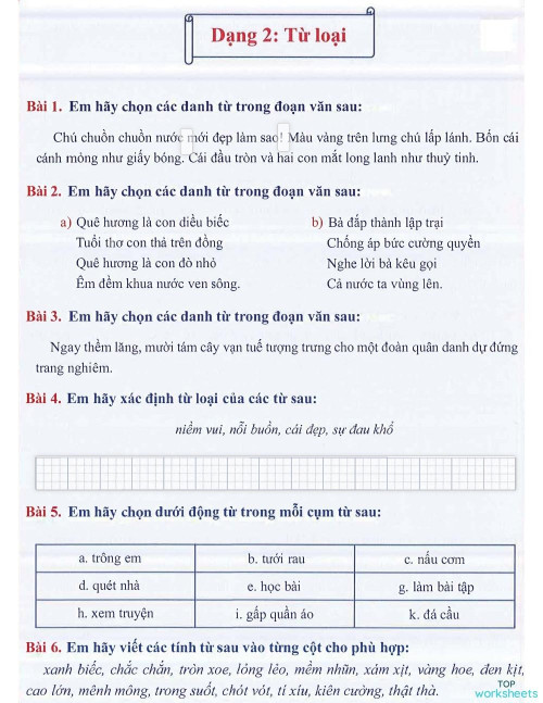 Interactive worksheets and online exercises in vietnamese | TopWorksheets