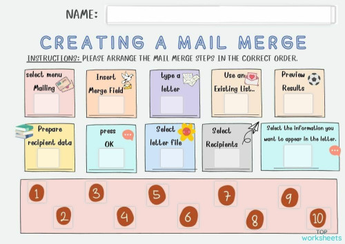 Pre-test Mail merge ใบงานเชิงโต้ตอบ | TopWorksheets