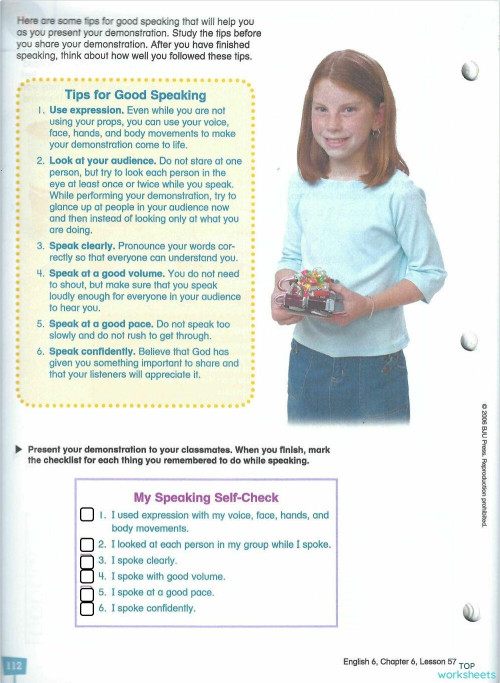 Lesson: 57: Instructional Preparing for Oral Publishing Pg 112. Interactive worksheet ...