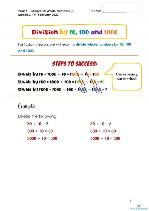 Year 5 Mathematics Week 7 (a). Interactive worksheet | TopWorksheets