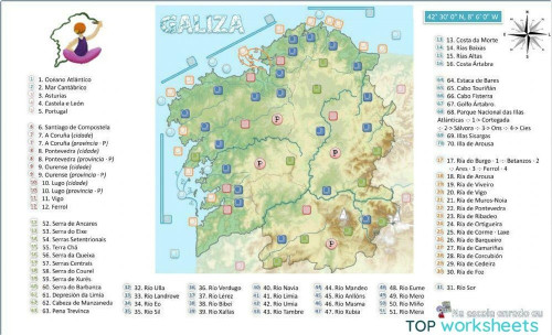 Mapa · Galiza. Ficha interactiva | TopWorksheets