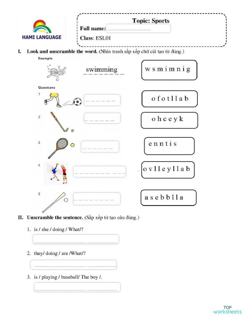ESL01_L15_Sports (1). Interactive worksheet | TopWorksheets