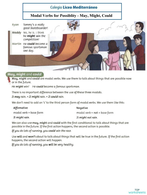 Modal Verbs of Possibility. Interactive worksheet | TopWorksheets