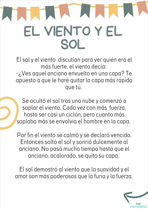 El viento y el sol. Ficha interactiva | TopWorksheets