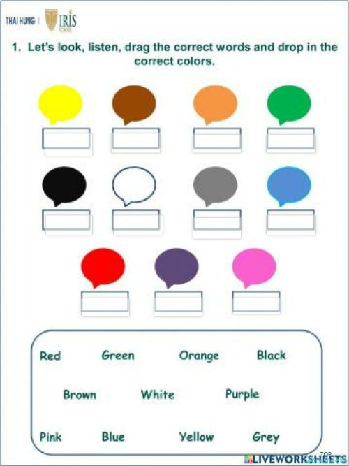 Write the colors. Interactive worksheet | TopWorksheets