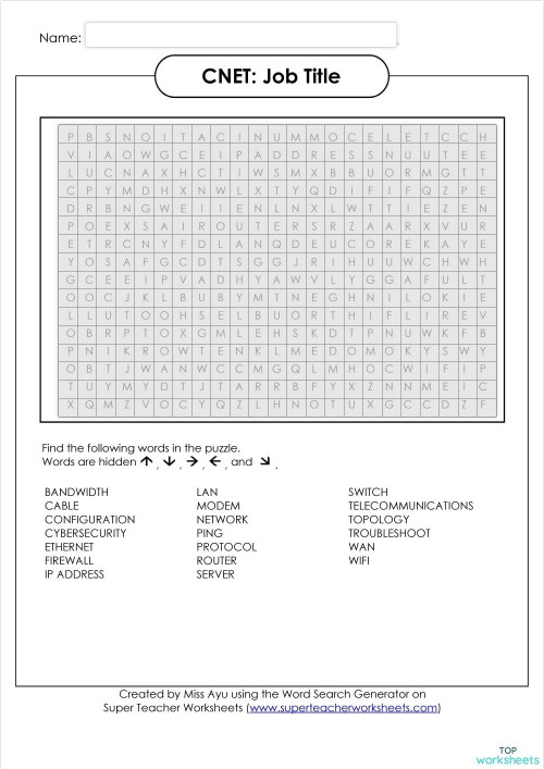 CNET: Word Vocabulary. Interactive worksheet | TopWorksheets