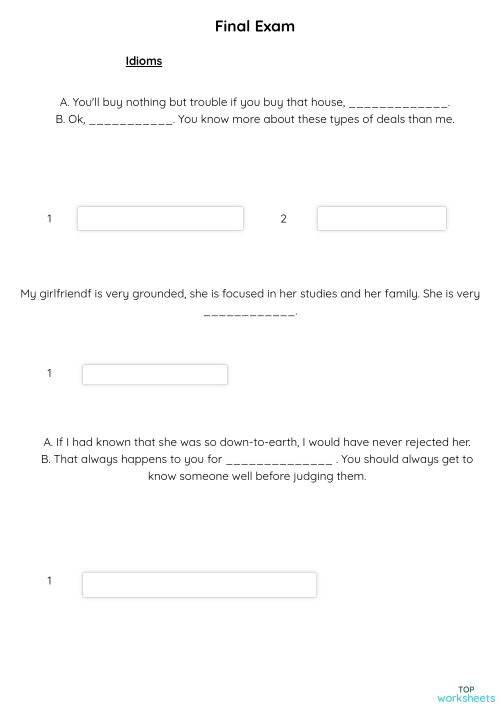 Final exam. Interactive worksheet | TopWorksheets
