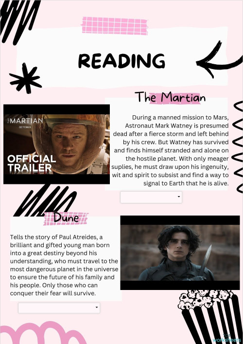 Reading_About_Movies_Exercise_6o. Interactive worksheet | TopWorksheets