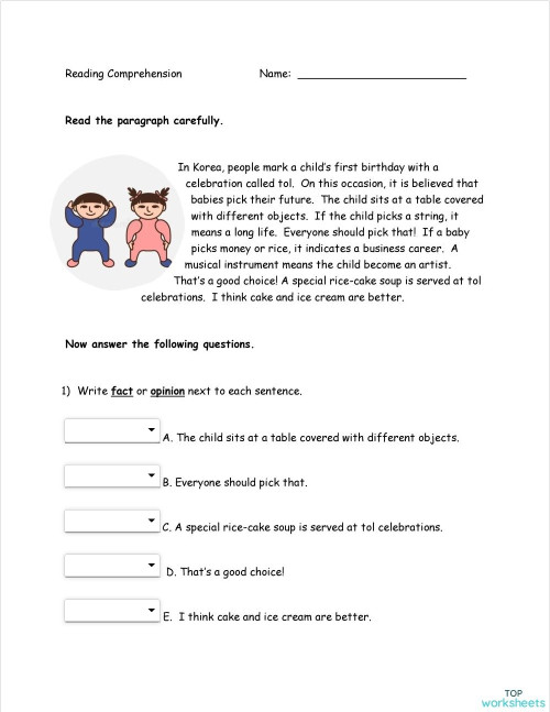 Fact or opinion - Reading Comprehension LA. Interactive worksheet ...