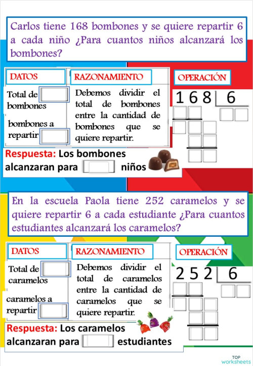 Divisiones simples 3. Ficha interactiva | TopWorksheets