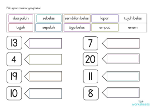 ejaan nombor. Interactive worksheet | TopWorksheets
