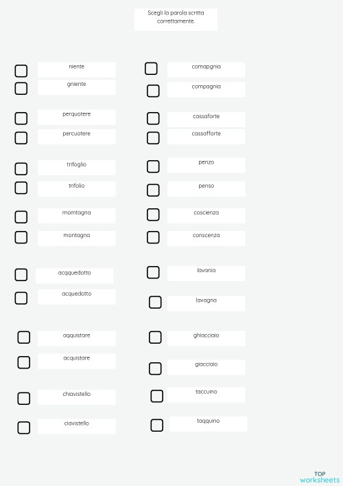 Parole pazze. Scheda interattiva | TopWorksheets