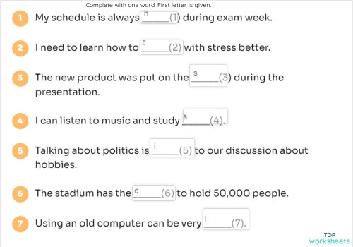 Vocabulary review. Interactive worksheet | TopWorksheets