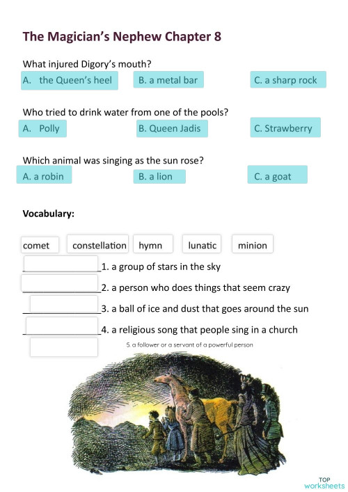 The Magician's Nephew Chapter 8. Interactive worksheet | TopWorksheets