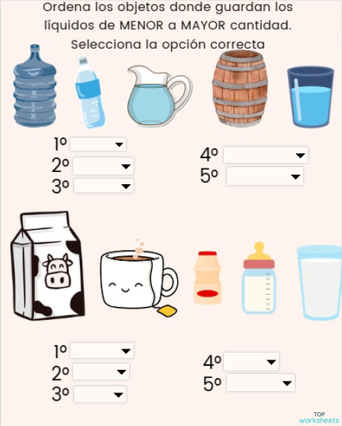 Medidas de capacidad: fichas interactivas y ejercicios online ...