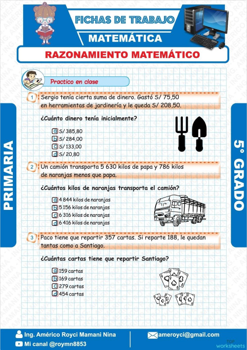 RAZONAMIENTO MATEMATICO I. Ficha interactiva | TopWorksheets