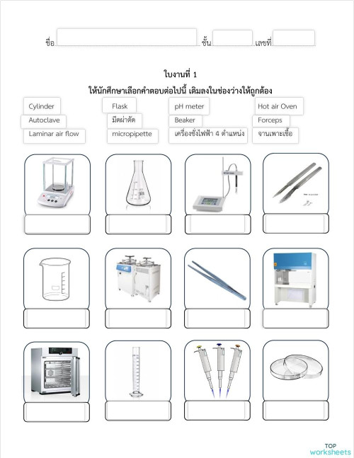 ใบงานที่ 1 อุปกรณ์เพาะเลี้ยงเนื้อเยื่อ แบบ drop&down ใบงานเชิงโต้ตอบ ...