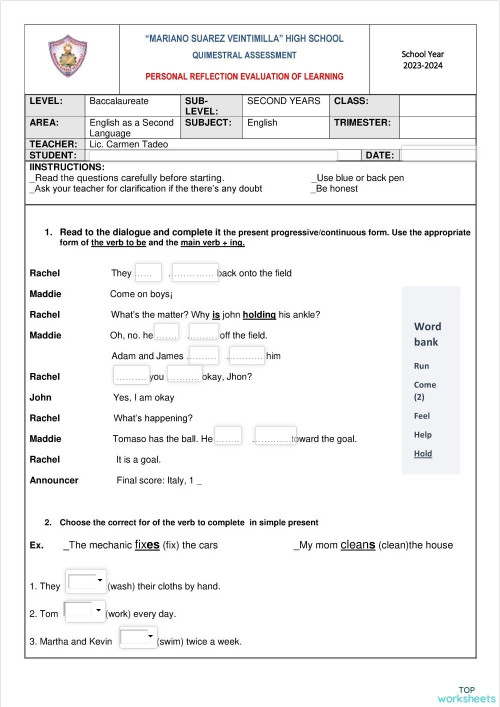 Topworksheet test training. Interactive worksheet | TopWorksheets