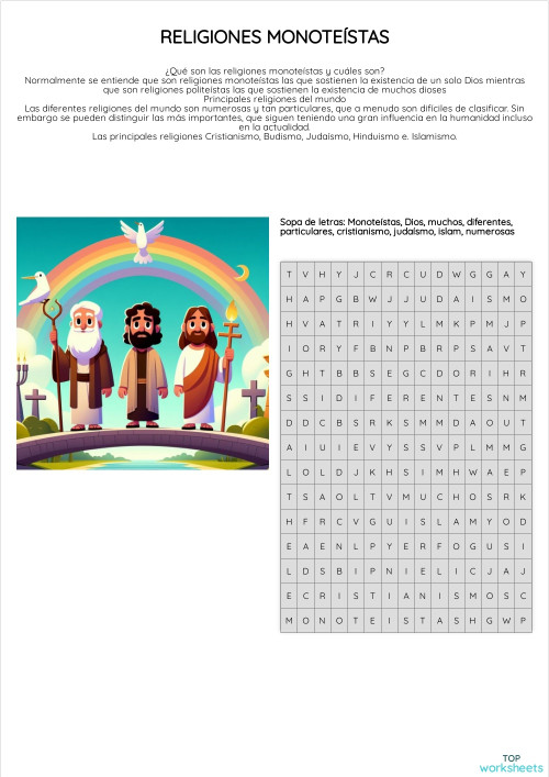 RELIGIONES MONOTEÍSTAS. Ficha interactiva | TopWorksheets