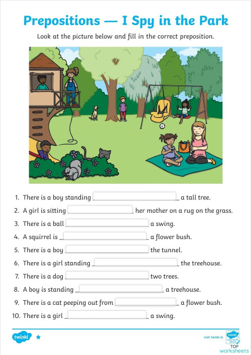 Primary- prepositions of place. Interactive worksheet | TopWorksheets