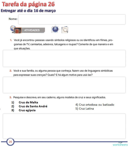 6º ano Tarefa página pág 26. Ficha interativa | TopWorksheets