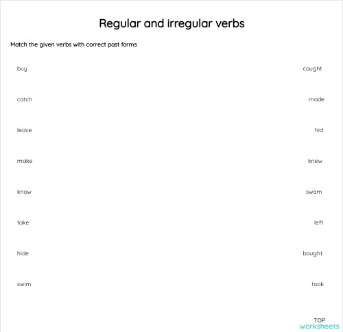 Regular and irregular verbs. Interactive worksheet | TopWorksheets