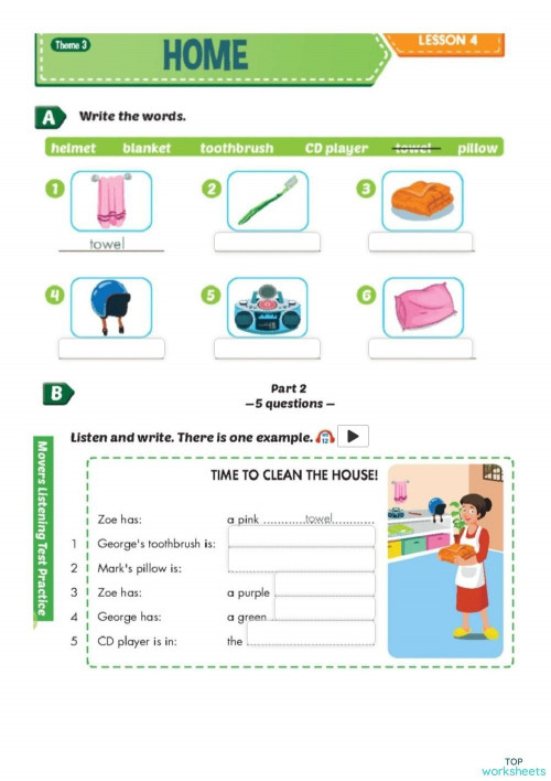 Theme 3: Home - Lesson 4. Interactive worksheet | TopWorksheets